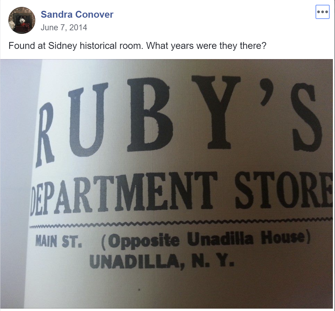 Part 2 Unadilla (NY) Ruby’s Department Store – A Family of Stores